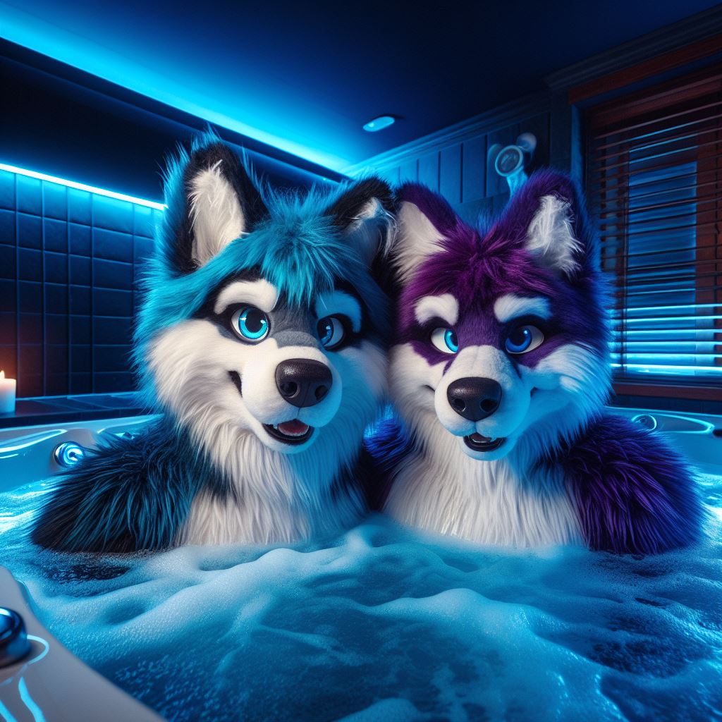 Two Furry Wolves One Blue And One Purple By Rtxrkibi On Deviantart