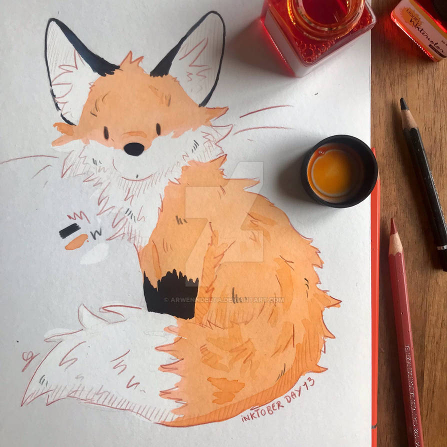 Inktober 2022 Day 13 Fox By Arwenndelta On Deviantart