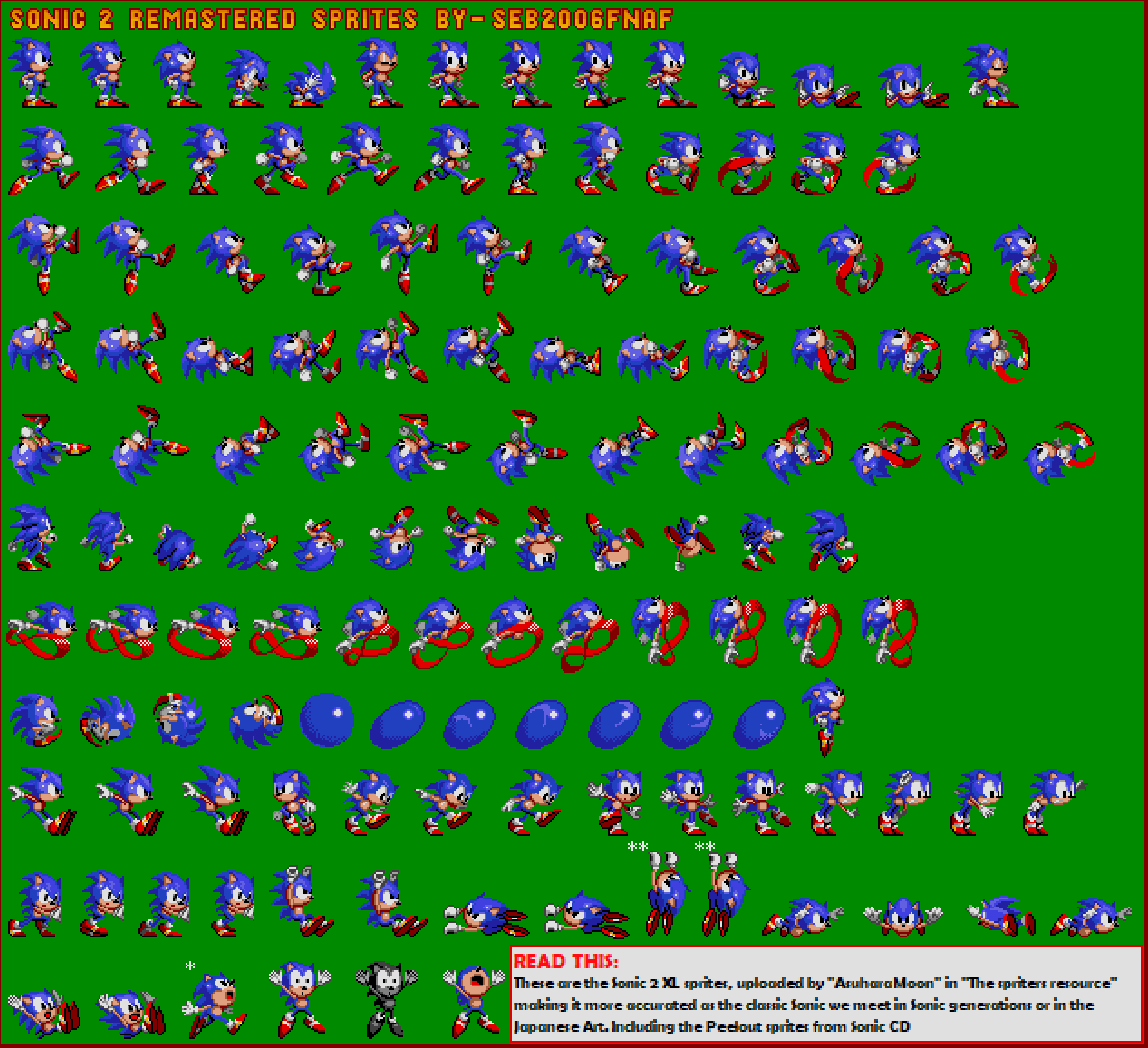 Sonic The Hedgehog 2 Remastered Sprites By Seb2006fnaf On Deviantart