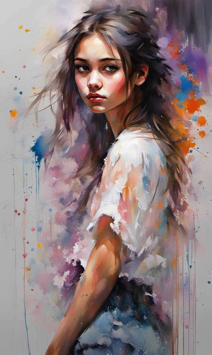 Pretty Girl, Portrait Painting, Paint Running Down by WizTek on DeviantArt Pretty Girl, Portrait Painting, Paint Running Down by WizTek on DeviantArt