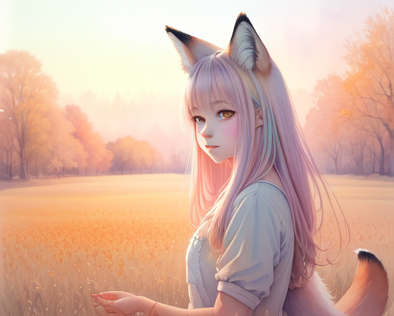 A Cute Fox Girl In A Field By Artemisfoxy On Deviantart