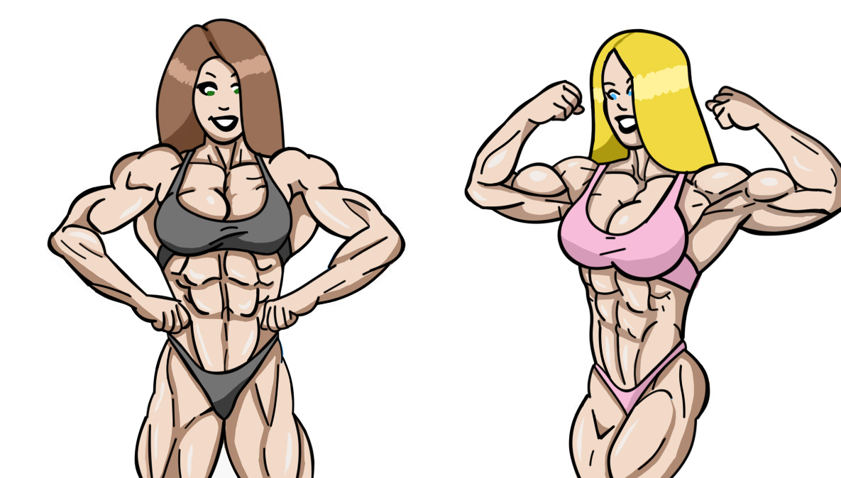 Two Muscle Girls Original Sketch By Ritualist By Vajter On Deviantart