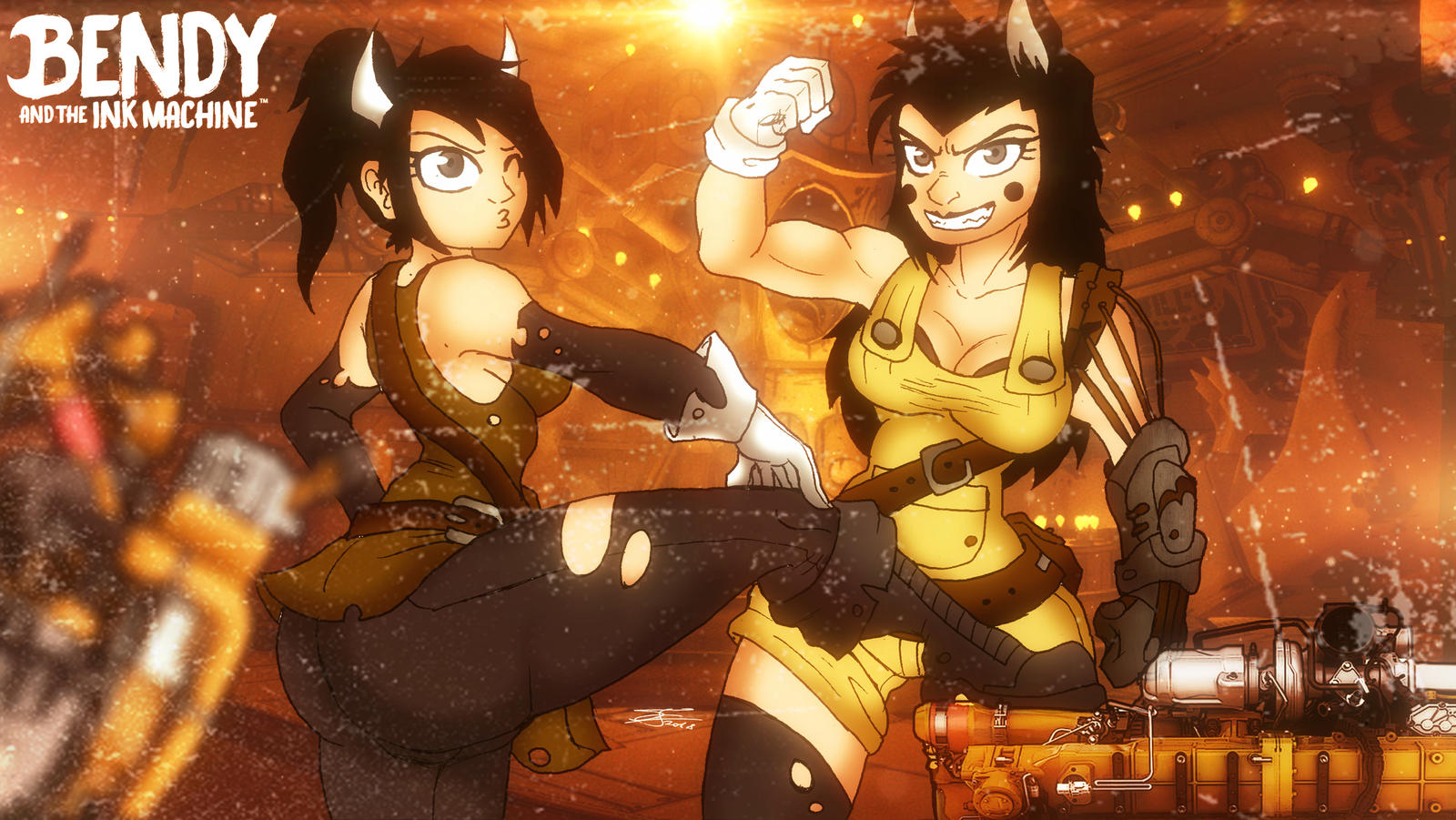 Bendy And The Ink Machine Allison And Tom Fem By Bluewolfartista On