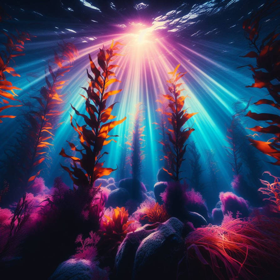 Neon Kelp Forest Illuminated by Submerged Sunbeams by JamesHosie1995 on ... Neon Kelp Forest Illuminated by Submerged Sunbeams by JamesHosie1995 on ...