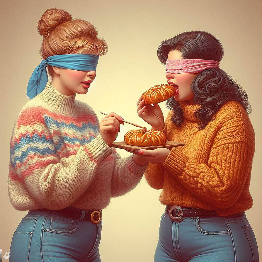 Blindfolded Women At Taste Guessing Game By Andrevm99 On Deviantart
