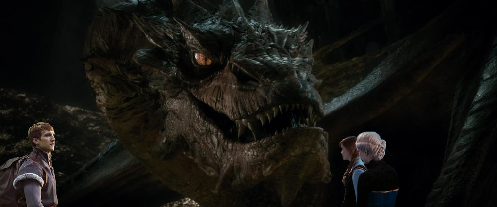 Elsa Anna And Kristoff Meets Smaug By Pyro Raptor On Deviantart