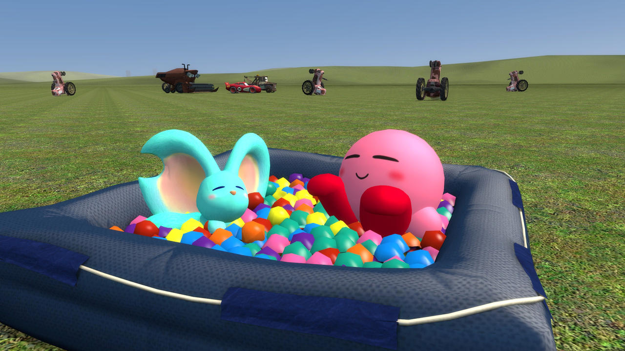 Elfilin and Kirby chilling in the ball pit by RedKirb on DeviantArt Elfilin and Kirby chilling in the ball pit by RedKirb on DeviantArt