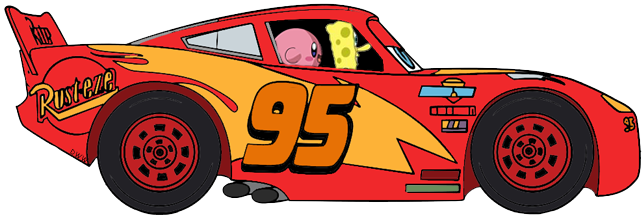 Spongebob And Kirby Riding In Lightning Mcqueen By Redkirb On Deviantart