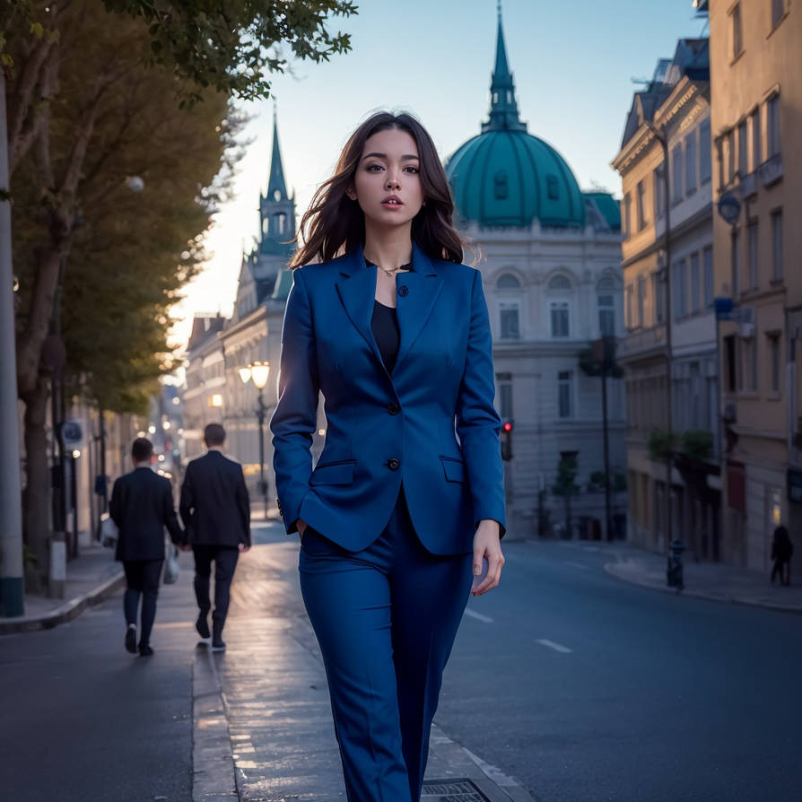 Girl Blue Trouser Suit 01 By Thekobs On Deviantart