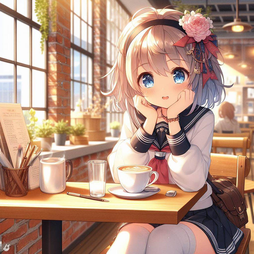 Anime Girl In Cafe By Glitchyart11 On Deviantart