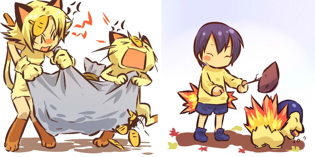 Meowth Cyndaquil Hitec Ver By Luxaloverzy On Deviantart
