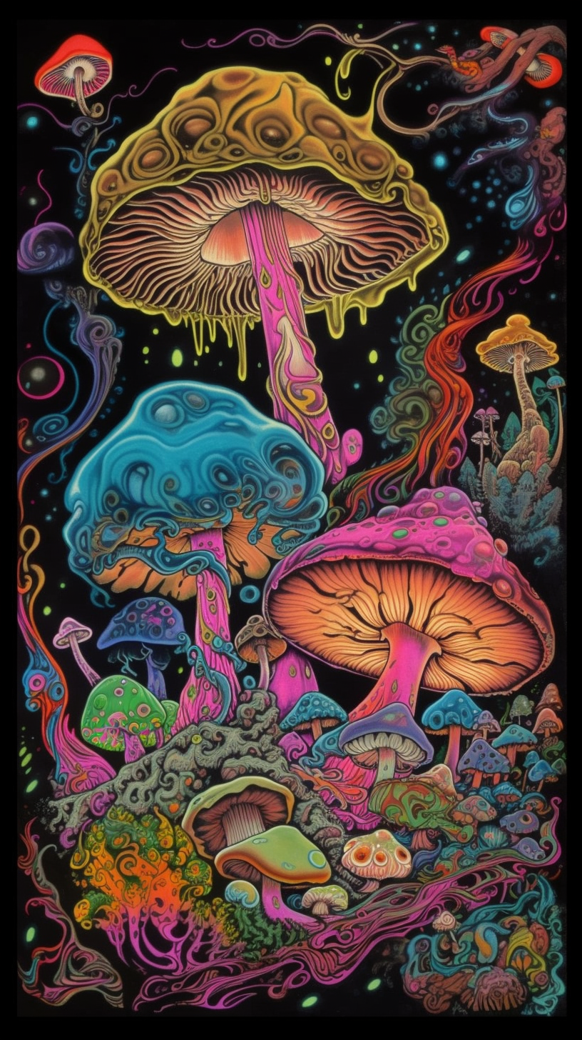Ac1dburn Fuzzy Blacklight Poster Of Mushrooms An By Vodooclown On Deviantart