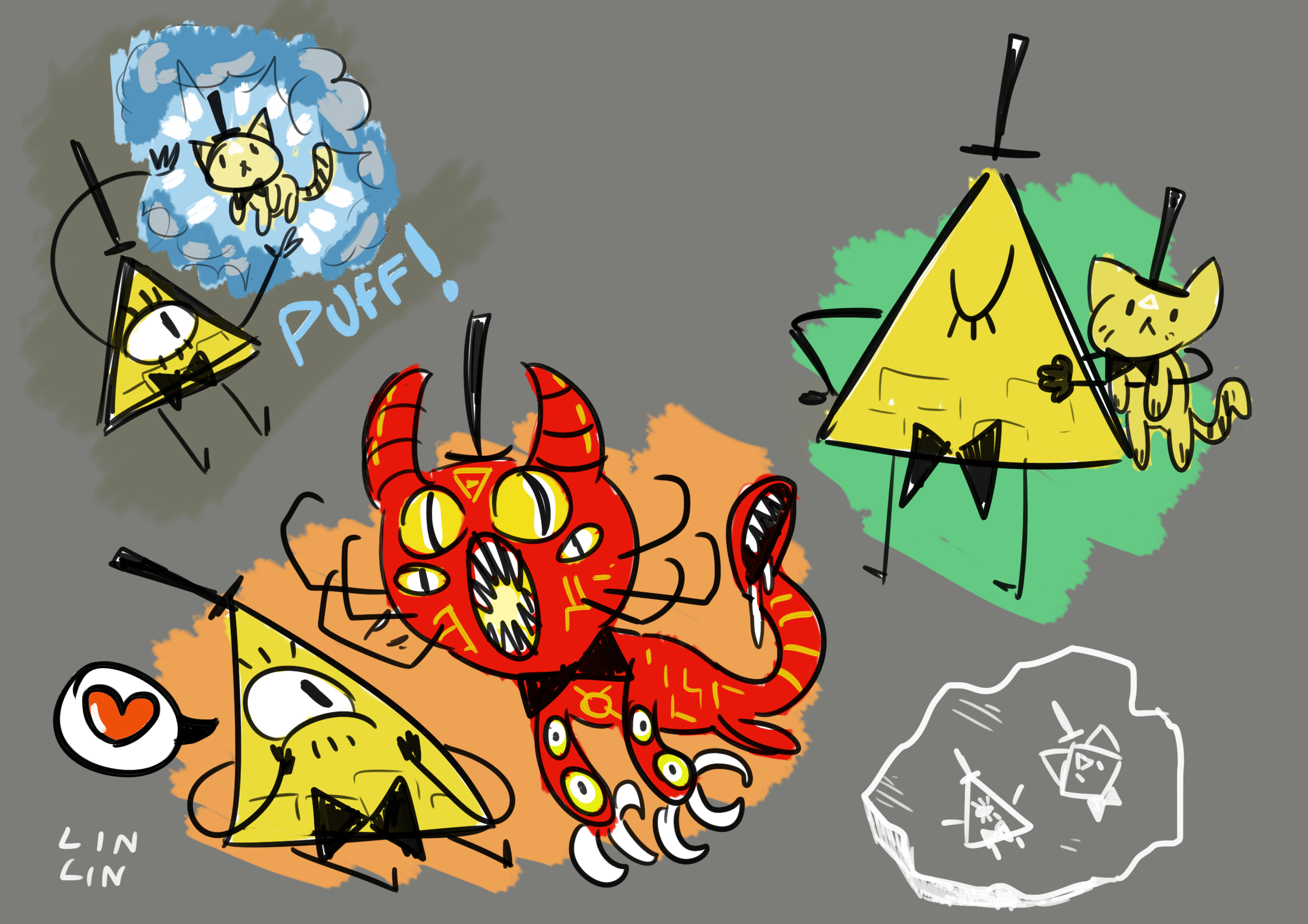 Bill Cipher And His Cat By Theliliam On Deviantart
