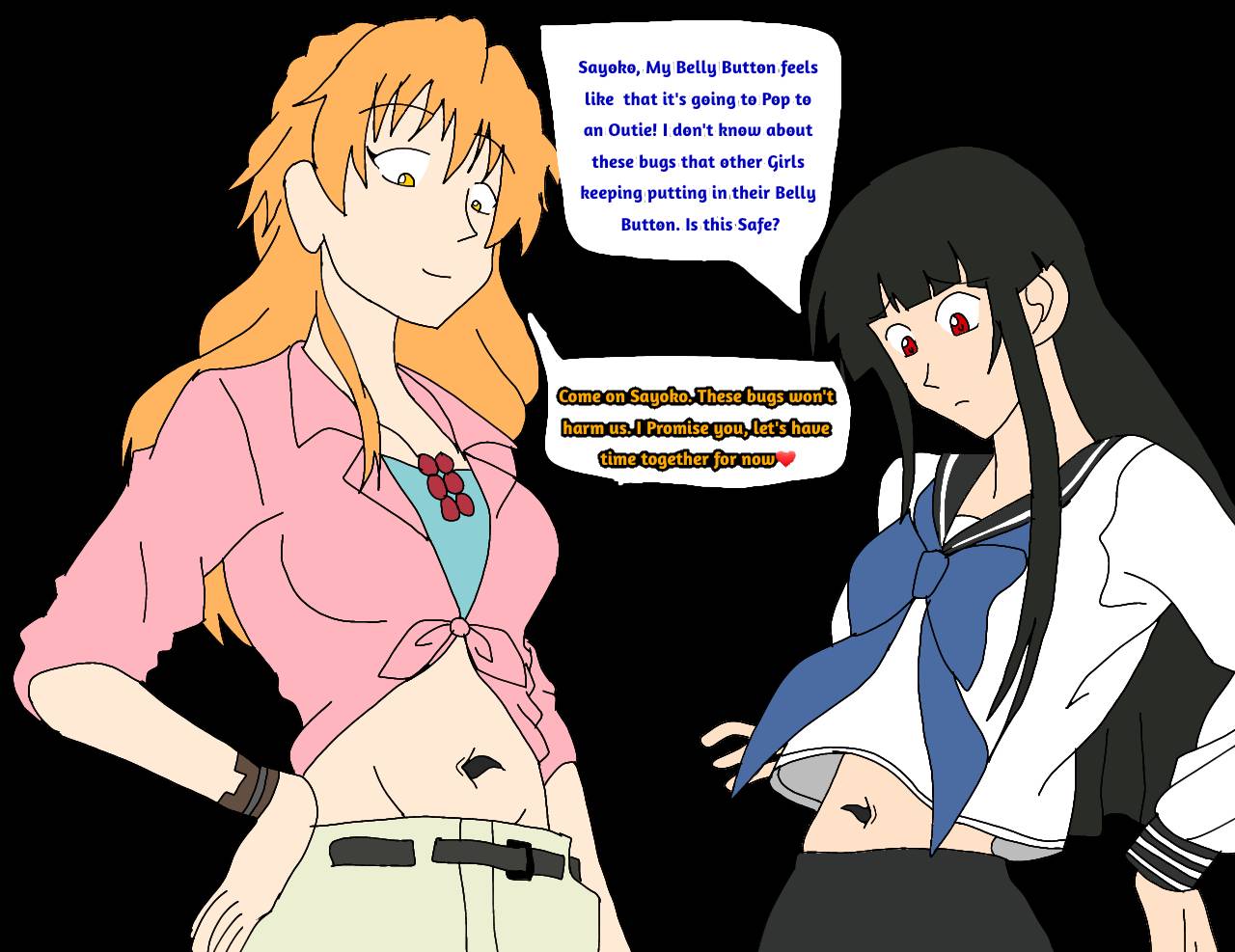 Sayakas And Sayokos Belly Button Bugged By Jokingbrianx On Deviantart