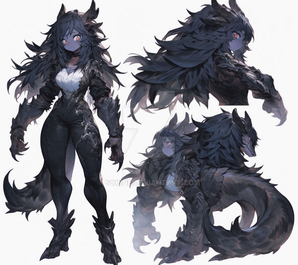 Open Black Direwolf Monster Girl Adopt Ota By Sokine On Deviantart