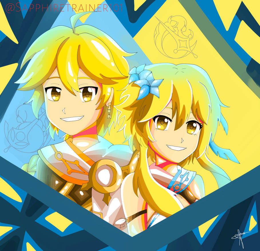 Aether And Lumine Pop Art By Sapphiretrainer101 On Deviantart