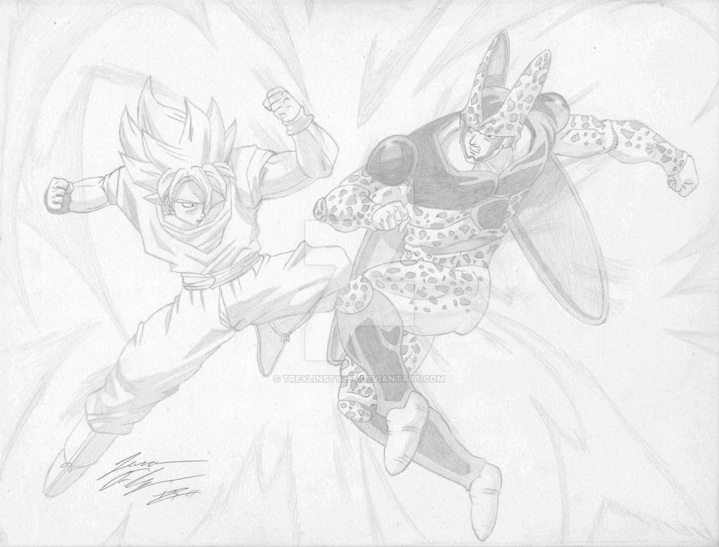 Goku Vs Cell By Treylinstyles On Deviantart