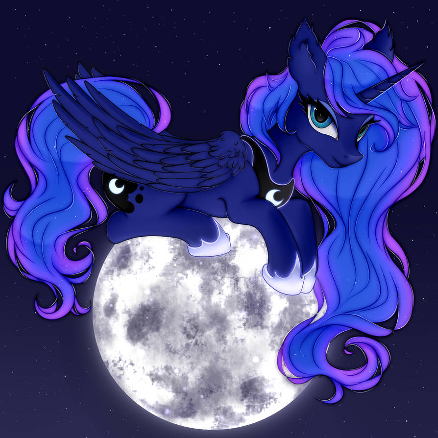 Princess Luna On The Moon By Mite Lime On Deviantart