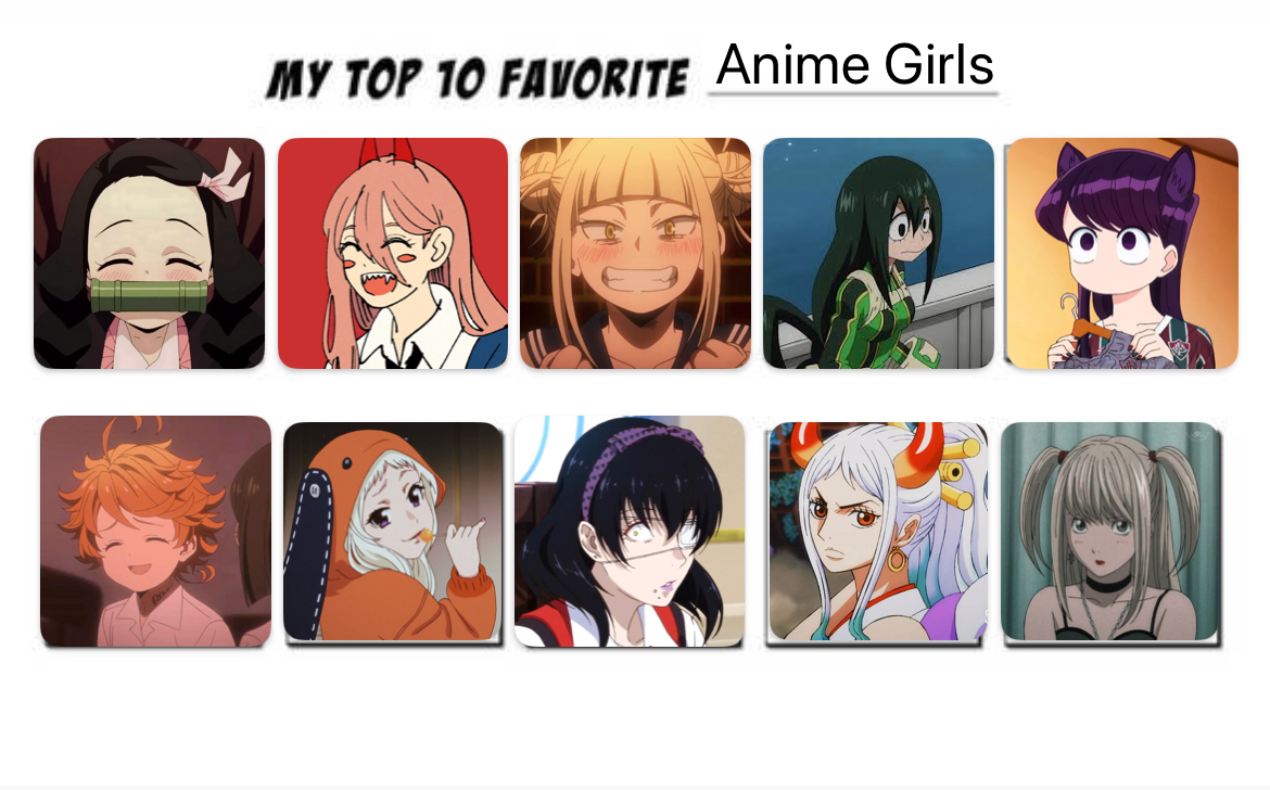 My Top 10 Favorite Anime Girls By Froppy384 On Deviantart