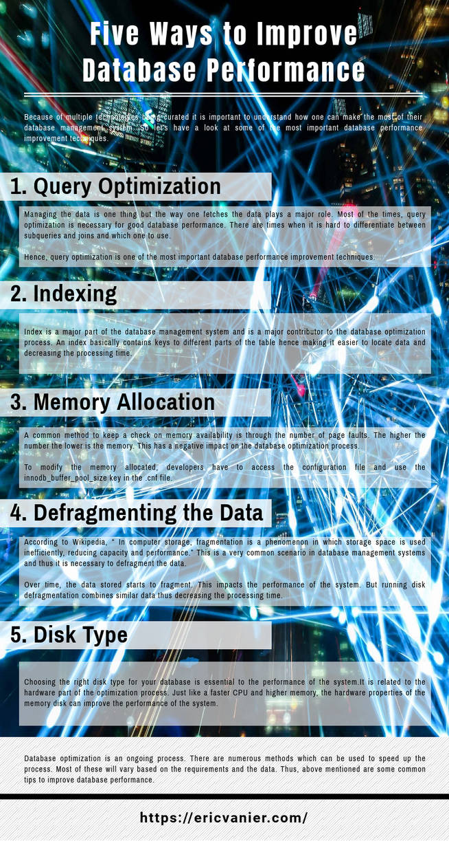 Five Ways to Improve Database Performance by ericvanier on DeviantArt Five Ways to Improve Database Performance by ericvanier on DeviantArt