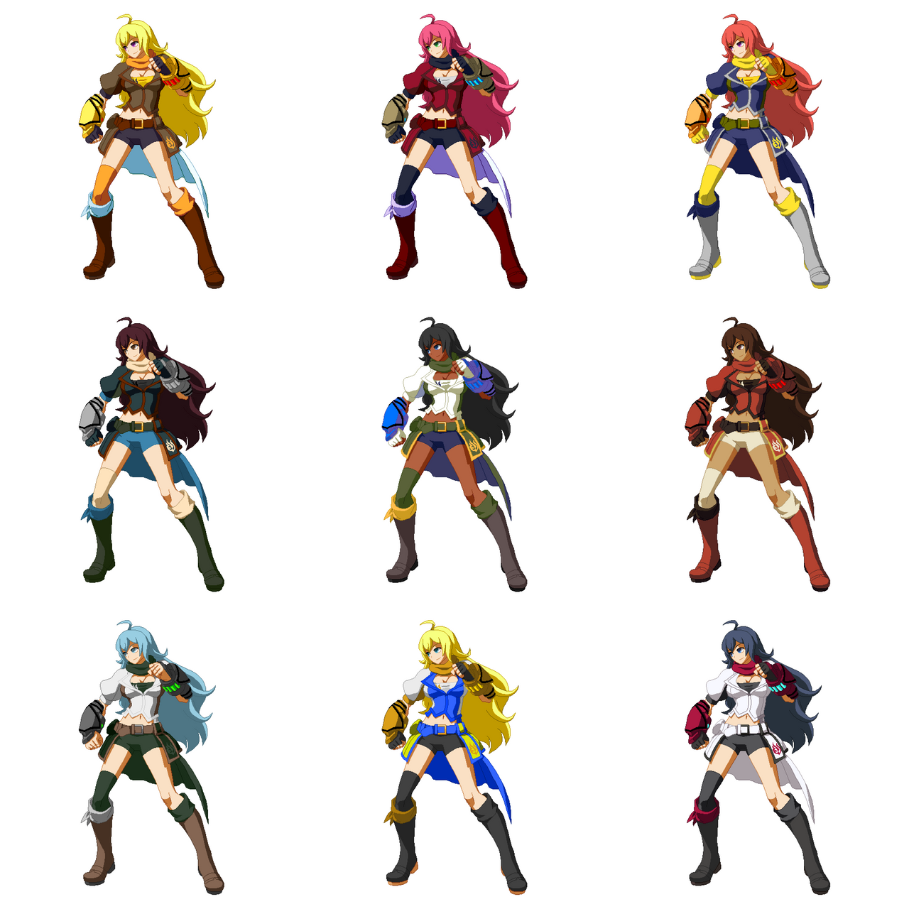 Yang Xiao Long custom palette swaps by DJProfessorM on DeviantArt Yang Xiao Long custom palette swaps by DJProfessorM on DeviantArt