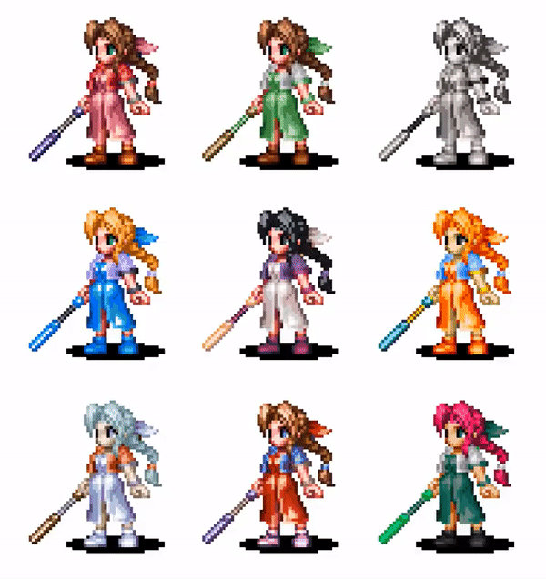 Aerith custom palette swaps by DJProfessorM on DeviantArt Aerith custom palette swaps by DJProfessorM on DeviantArt