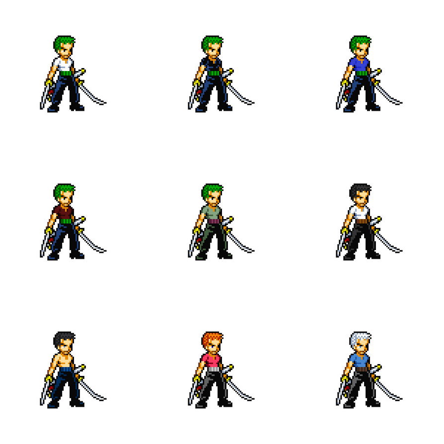 Roronoa Zoro custom palette swaps by DJProfessorM on DeviantArt Roronoa Zoro custom palette swaps by DJProfessorM on DeviantArt