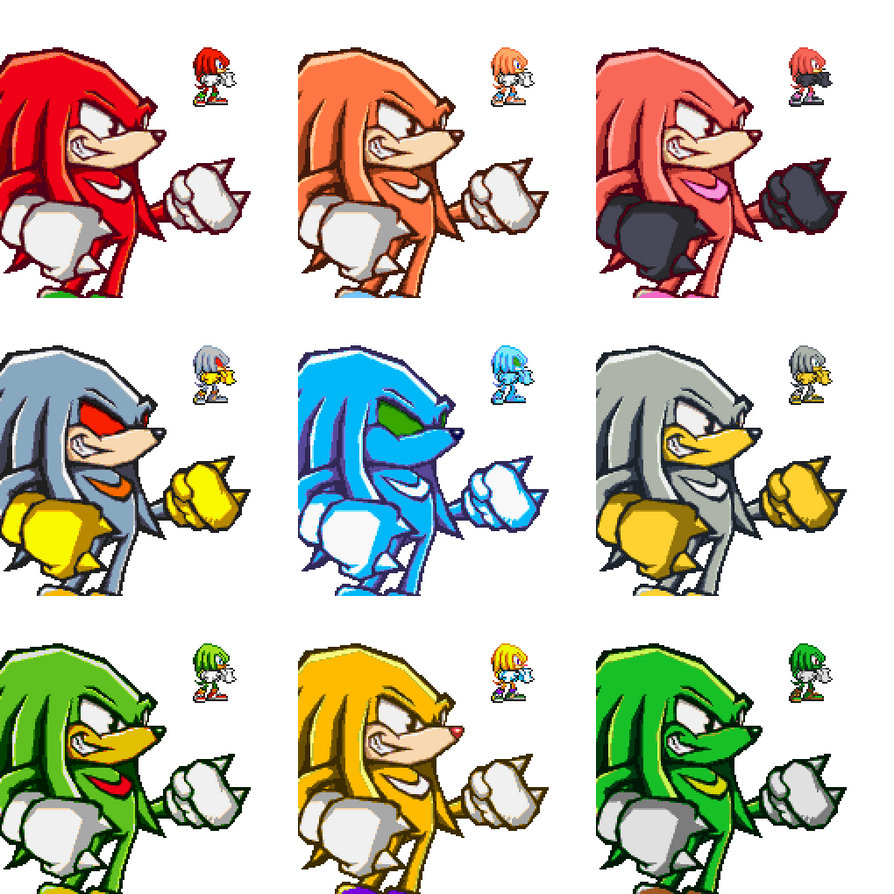 custom palette swaps for Knuckles the Echidna by DJProfessorM on DeviantArt custom palette swaps for Knuckles the Echidna by DJProfessorM on DeviantArt