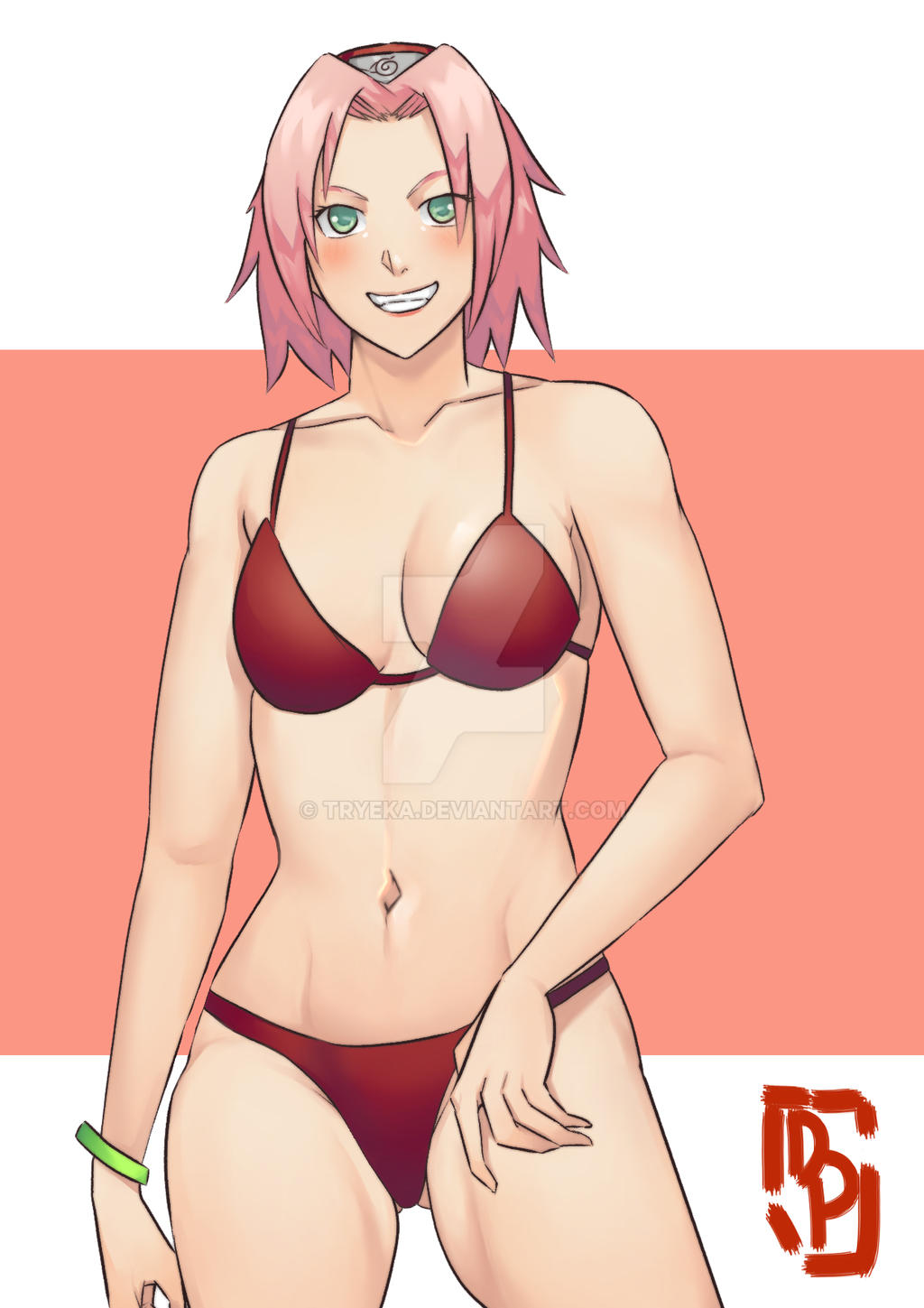Sakura Haruno Red Swimsuit By Tryeka On Deviantart