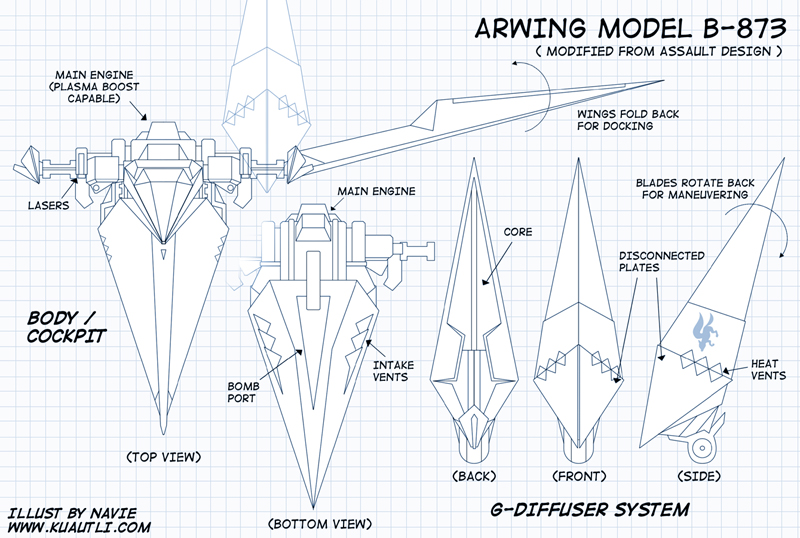 Arwing Blueprints 01 by naviechance on DeviantArt