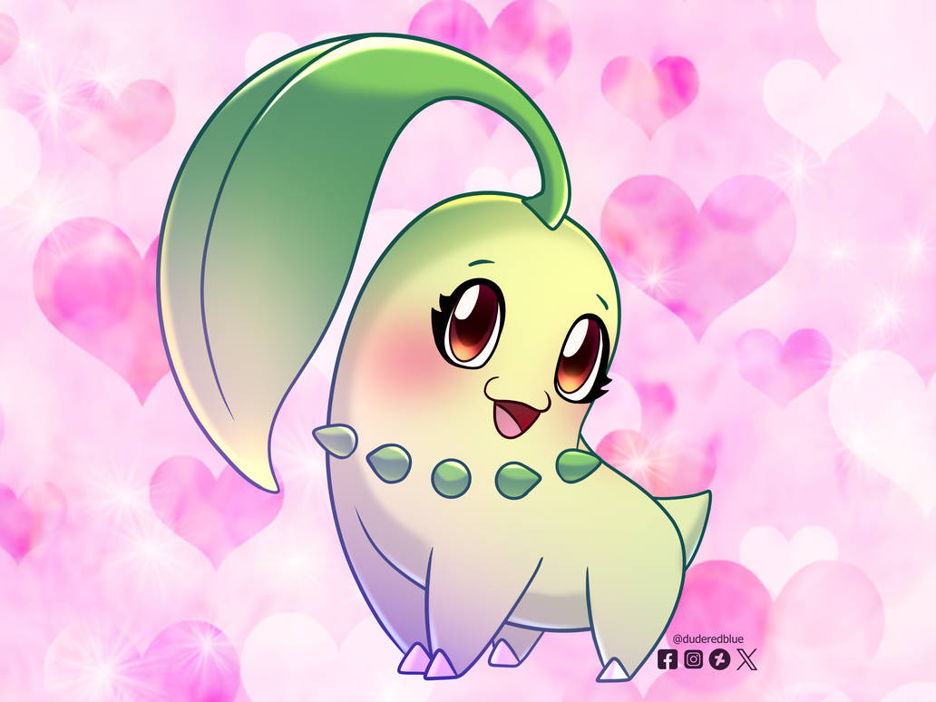 Cute Chikorita Fanart By Duderedblue On Deviantart