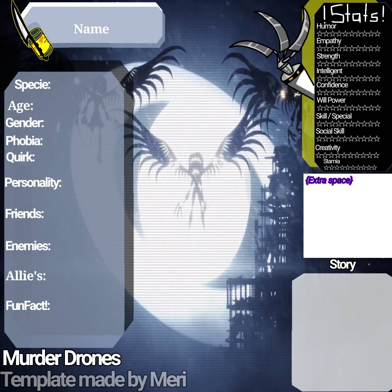 Remade Murder Drone Template Base Original By Merisaphire3 On Deviantart