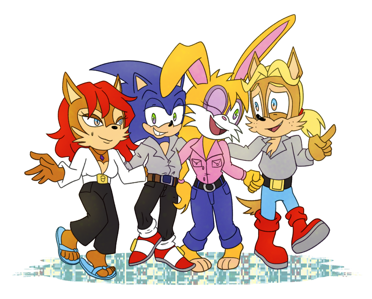 COMMISSION - Sonic, Sally, Bunnie and Antoine by Missplayer30 on DeviantArt COMMISSION - Sonic, Sally, Bunnie and Antoine by Missplayer30 on DeviantArt