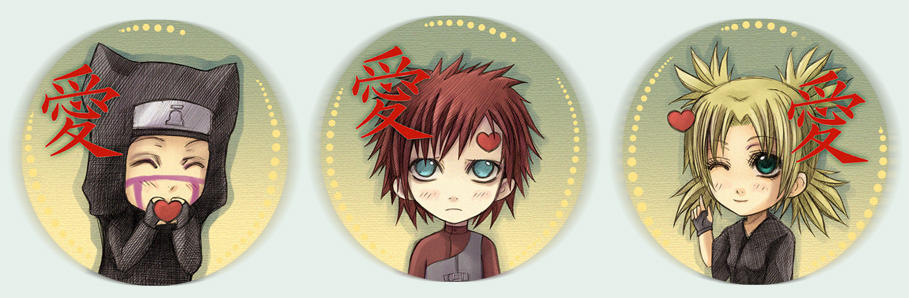 Naruto Button set 4 Sand Trio by Radittz on DeviantArt