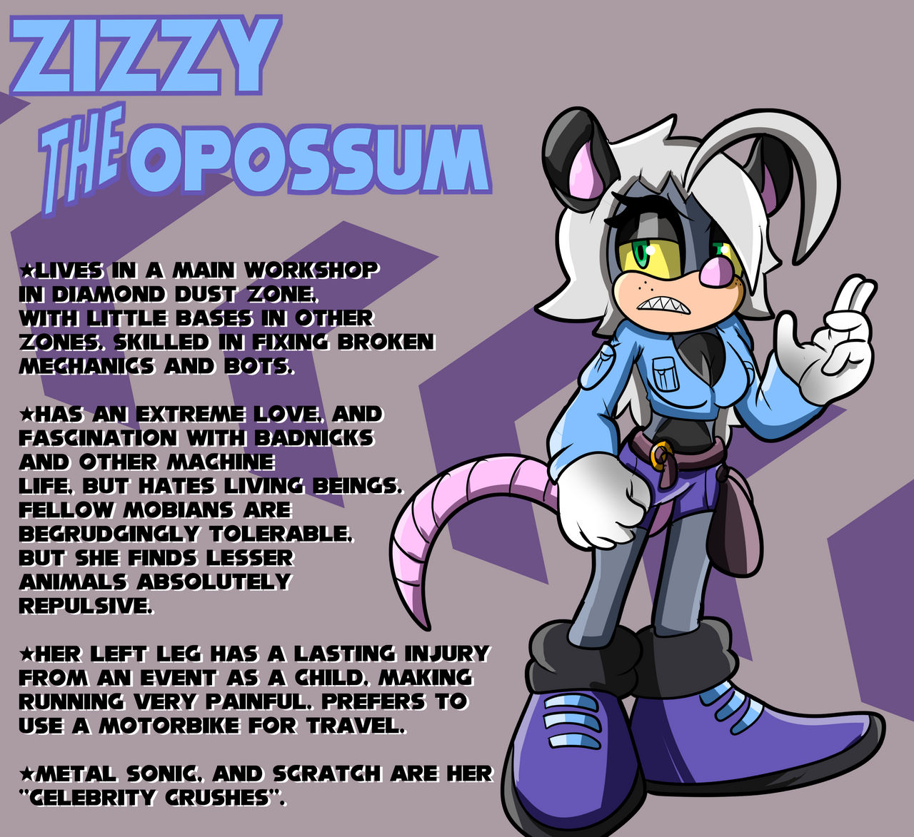 Zizzy The Opossum Sonic Oc By Gaminglover On Deviantart