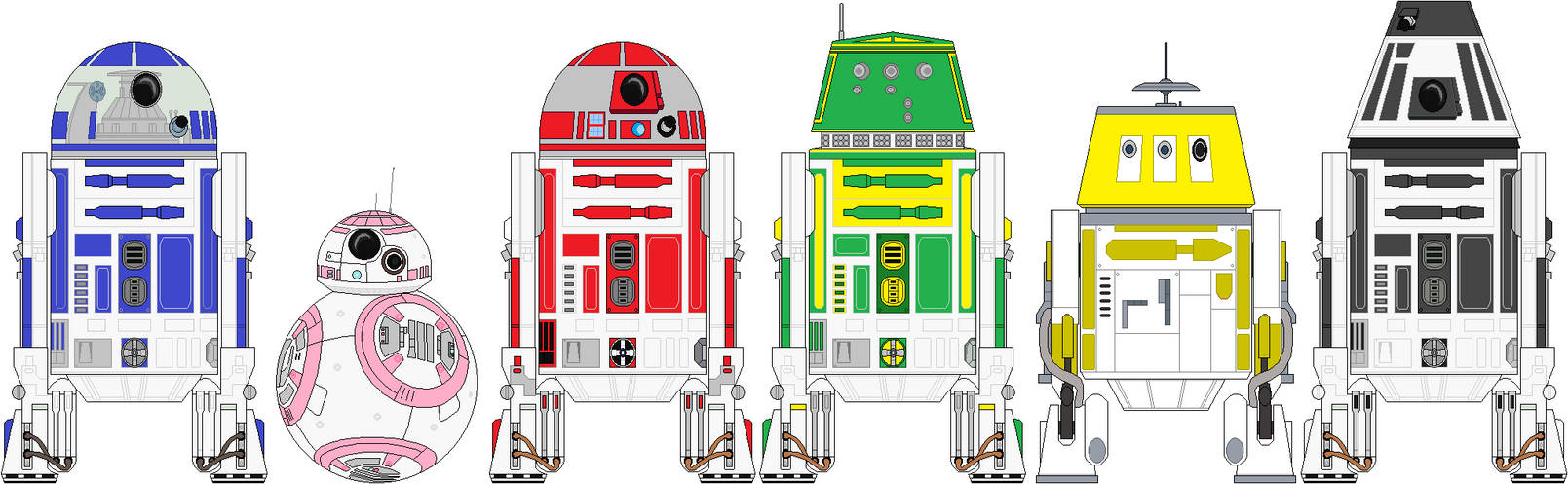 Team Of Mmpr Colored Astromech Droids By Chipmunkraccoonoz On Deviantart