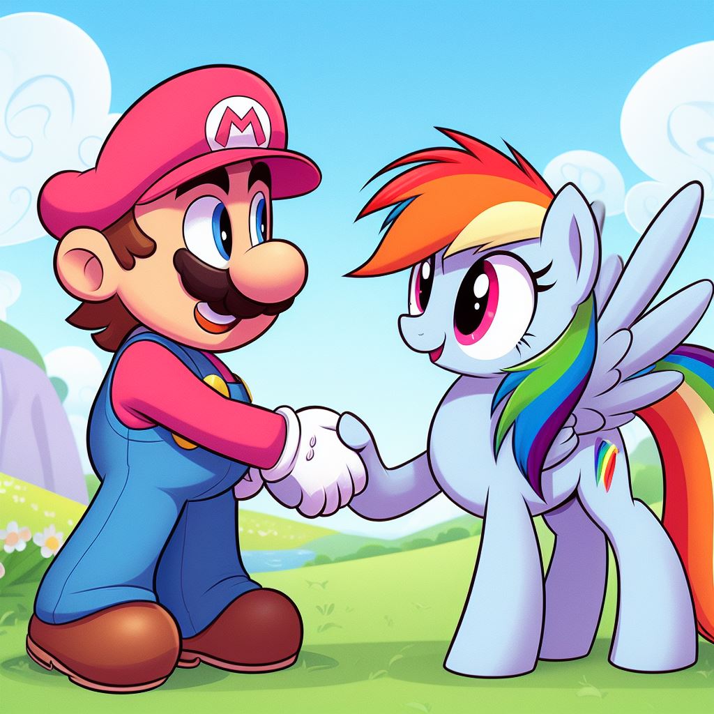 Mario meets Rainbow Dash by sgeduegydydv on DeviantArt Mario meets Rainbow Dash by sgeduegydydv on DeviantArt