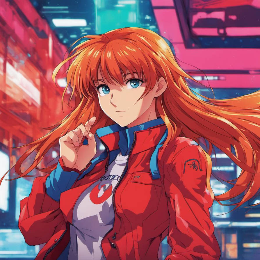 Asuka Langley Soryu Red Hair Blue Eyes Red Jack By Bluelloyd12 On