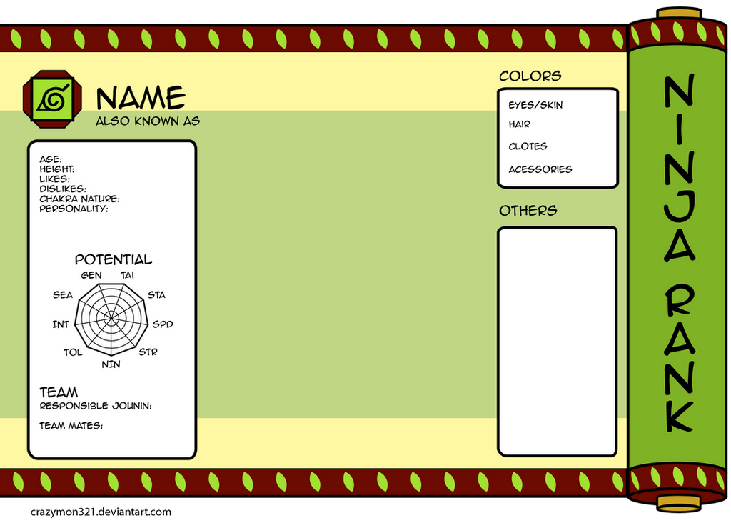Konoha Character Sheet - Blank by crazymon321 on DeviantArt Konoha Character Sheet - Blank by crazymon321 on DeviantArt