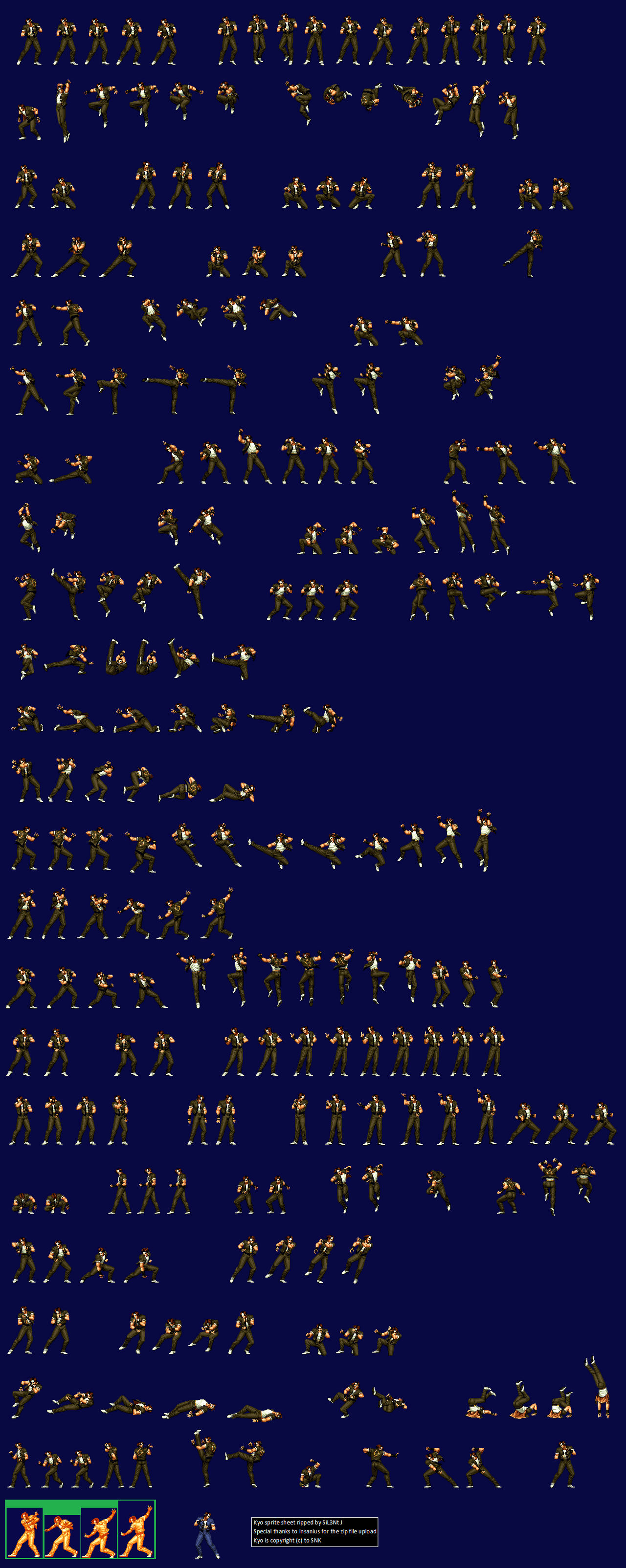 Kyo Kusanagi Kof 94 Sprite Sheet By Siil3ntj On Deviantart