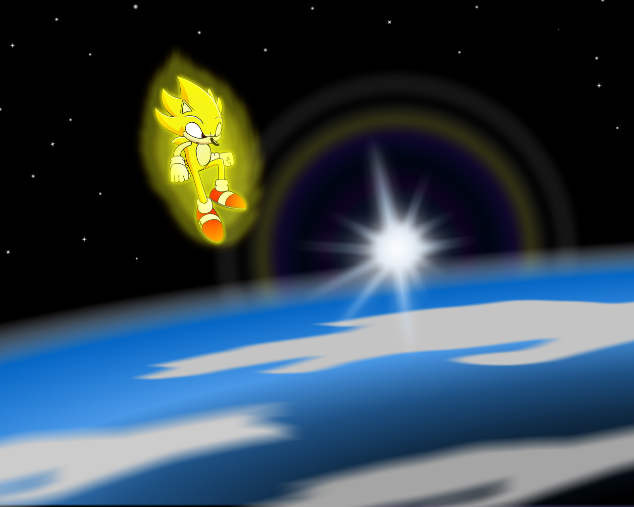 Super Sonic In Orbit By Thewax On Deviantart