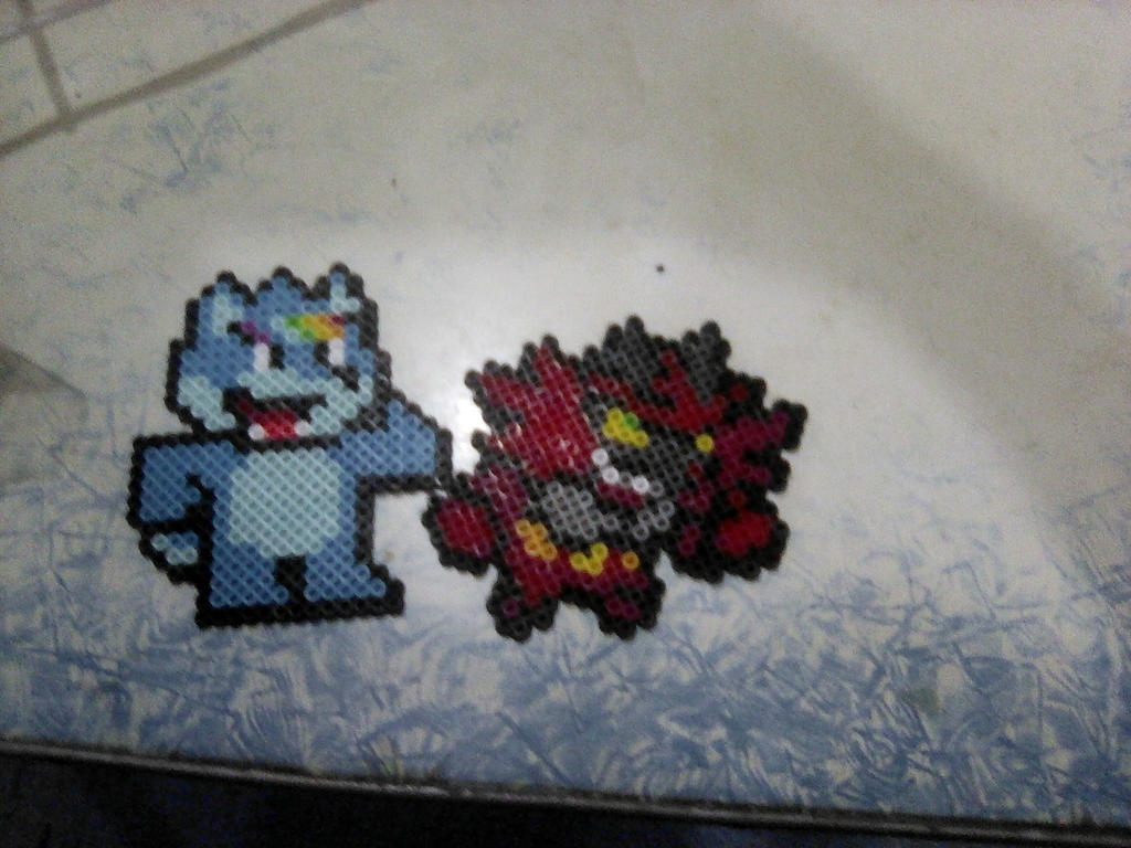 Perler Beads Moon And Incineroar By Bluerazormane On Deviantart