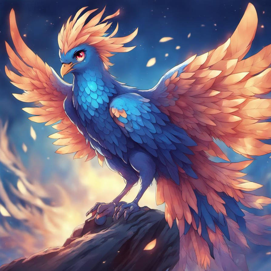 Cute Anime Phoenix Blue By Leseratte44 On Deviantart