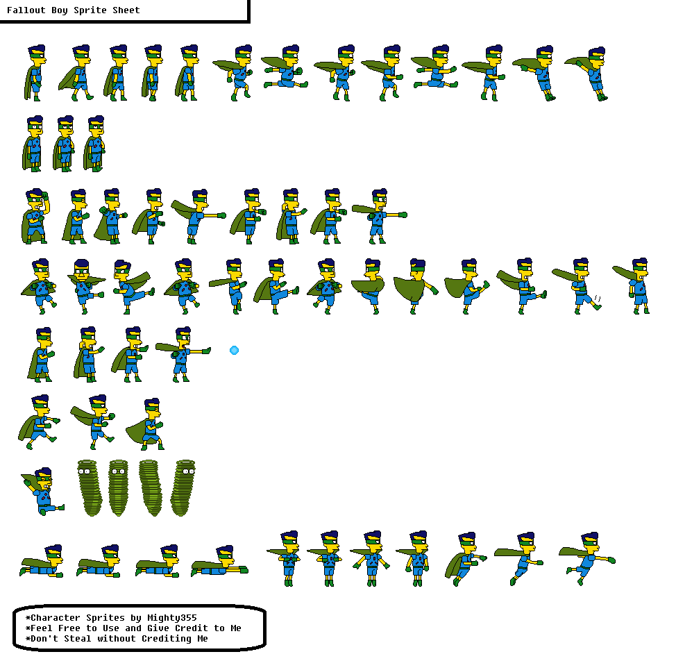 Fallout Boy Sprite Sheet by MSlash67-Production on DeviantArt Fallout Boy Sprite Sheet by MSlash67-Production on DeviantArt