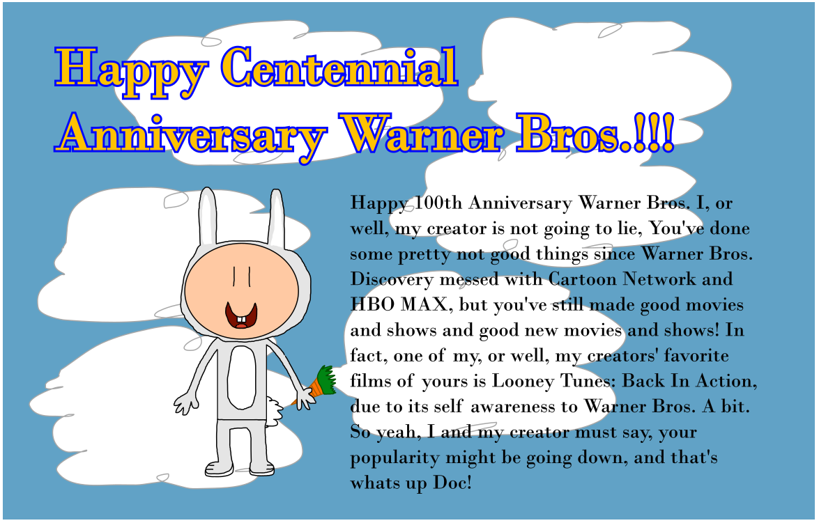 Happy Centennial Anniversary Warner Bros. !!!!! by M1sstter on DeviantArt Happy Centennial Anniversary Warner Bros. !!!!! by M1sstter on DeviantArt