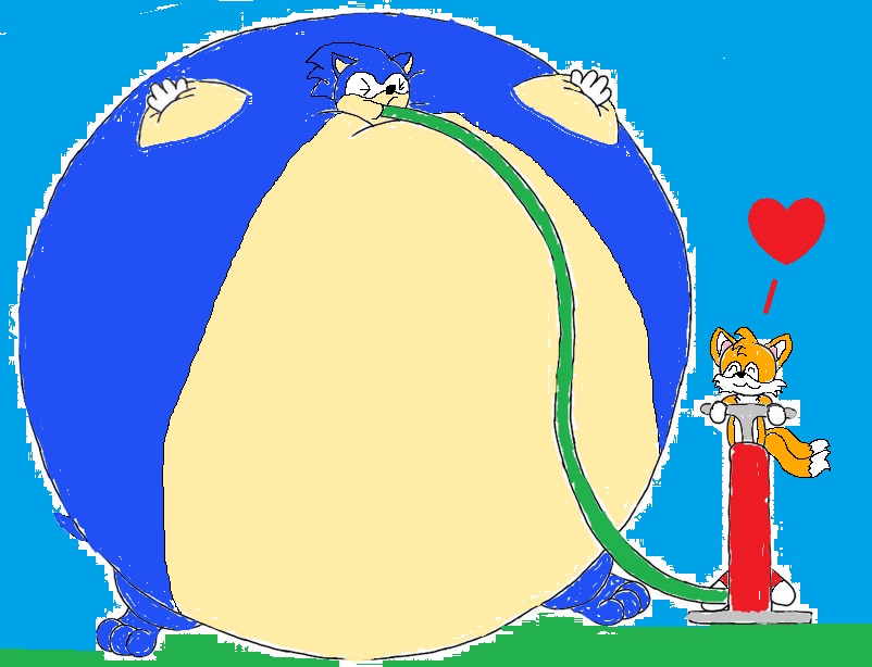 Tails Inflating Sonic By Gamerfan25 On Deviantart