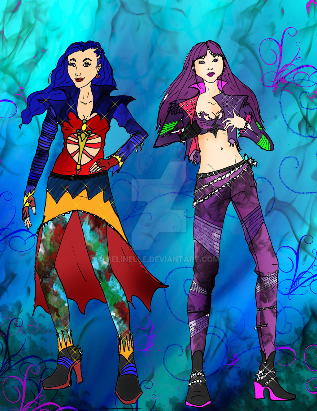 Descendants Sexy Glam Death Metal Mal And Evie By Selinelle On Deviantart