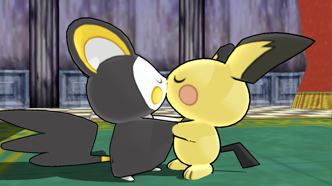 Emolga X Pichu Kiss By Gta4nikocr On Deviantart