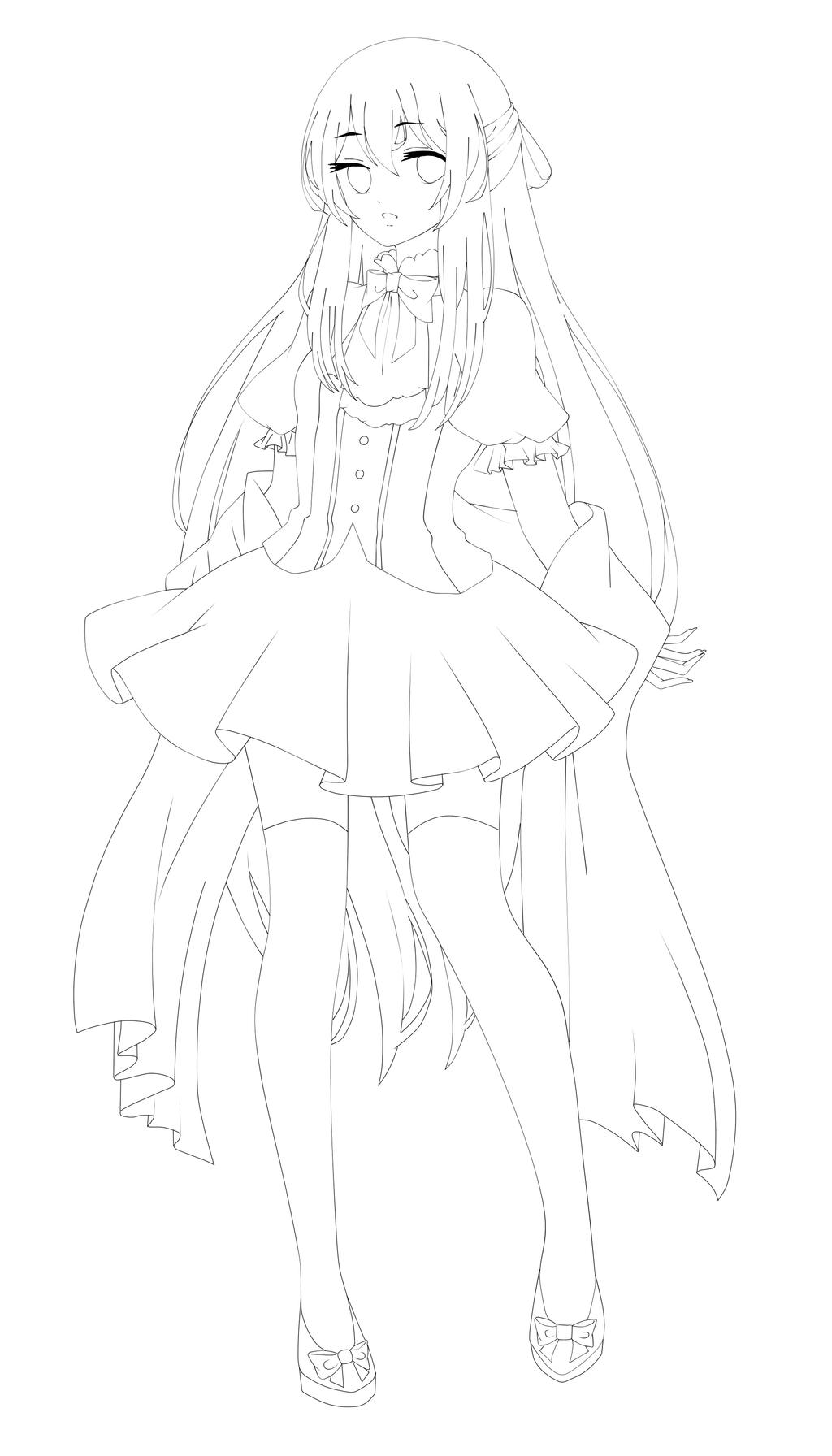 Anime Girl Lineart 1 Out Of 4 By Lineartmaker On Deviantart