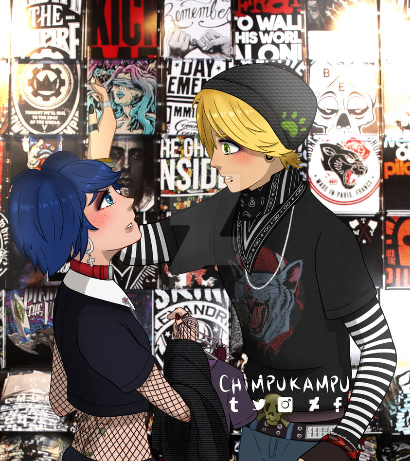 Emo Adrien And Goth Marinette By Chimpukampu On Deviantart